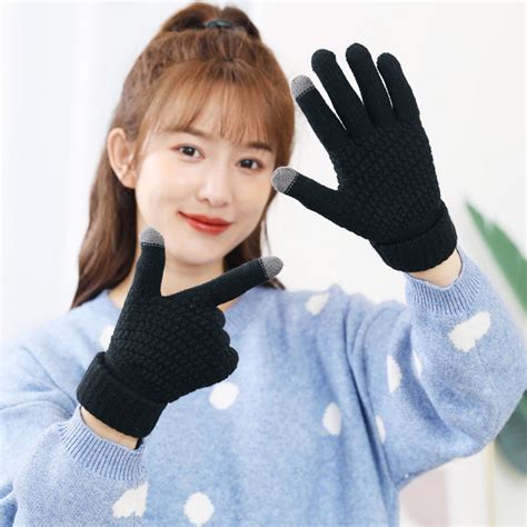 🍭울 장갑 니트 스마트폰 터치 장갑 손가락 장갑 여성용 에이블리