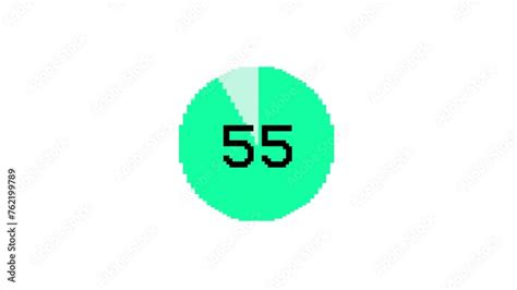 8 Bit Pixel Art 60 Seconds Coundown Timer Composed Of Square Pixels Retro Inspired Clock Of