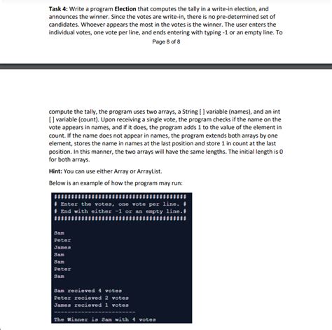 solved task 4 write a program election that computes the