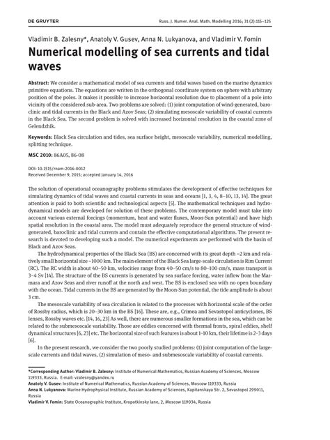pdf numerical modelling of sea currents and tidalwaves