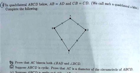 In Quadrilateral ABCD Below AB AD And CB CD We Call Such A Quadrilateral A Kite