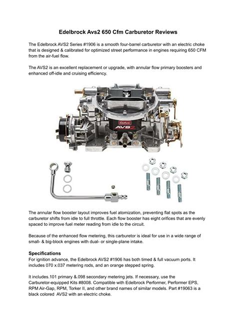 PPT - Edelbrock AVS2 650 cfm carburetor reviews PowerPoint Presentation - ID:11592783