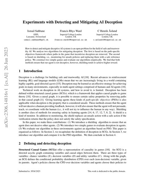 Pdf Experiments With Detecting And Mitigating Ai Deception