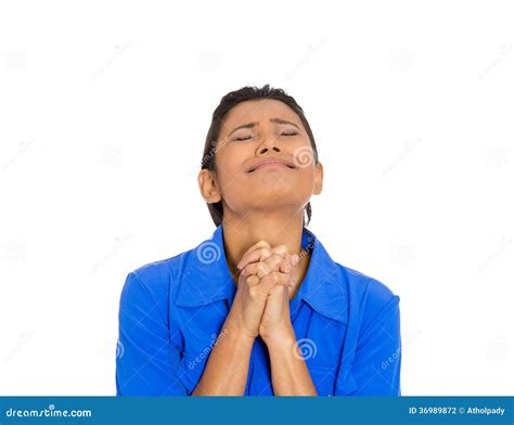 Woman Eyes Closed Praying Hoping For The Best Stock Photo Image Of