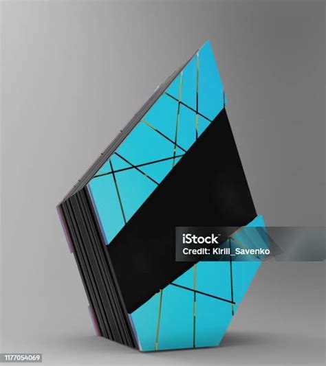 흰색 배경 렌더링 3d 이미지에 돌과 파란색 유리로 만든 건물의 미래 조각 금속의에 대한 스톡 사진 및 기타 이미지 금속의 입방체 조각 Istock