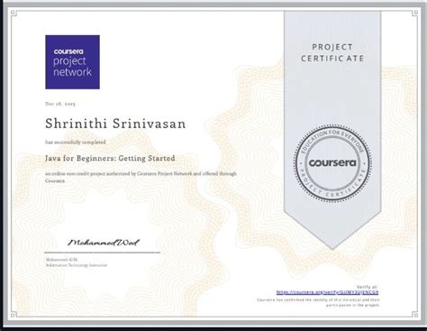 Shrinithi Srinivasan On Linkedin Javaprogramming Coursera