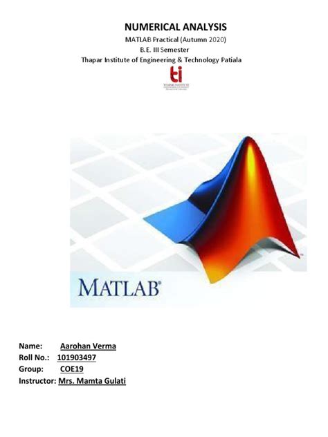 Numerical Analysis Matlab Practical Autumn 2020 Be Iii Semester