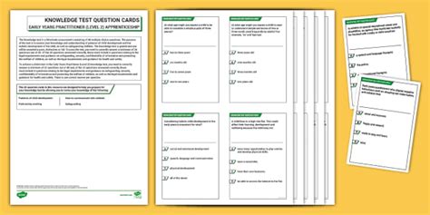 Knowledge Test Question Cards Eyfs Practitioner Level 2