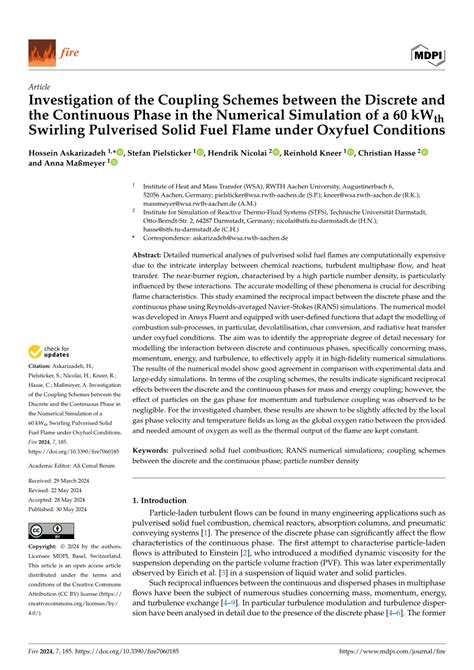 Pdf Investigation Of The Coupling Schemes Between The Discrete And The Continuous Phase In The