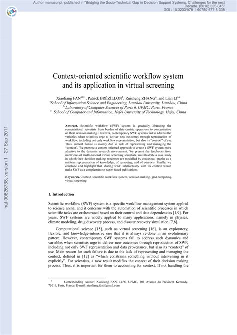 pdf context oriented scientific workflow system and its application
