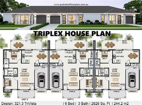 Triplex Best Selling House Plans 6 Bed 3 Bath Triplex House Plans