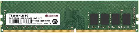 Transcend Ts2666hlb 8g 8gb 1x8gb Ddr4 2666mhz Cl19 1 2v Desktop Memory Wootware