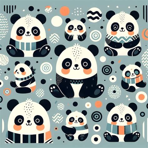 Premium Photo Background Colorful Illustration Of Pandas And Trees
