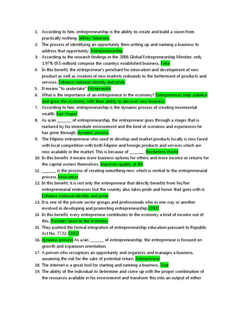 entrep 100 prelim exam reviewer pdf entrepreneurship