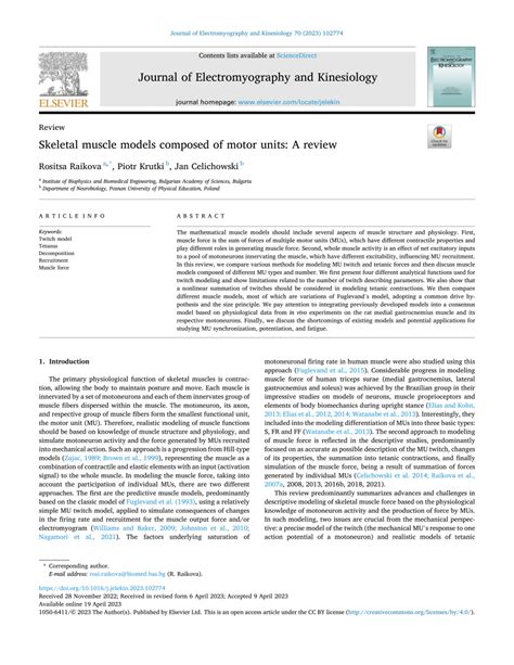 pdf skeletal muscle models composed of motor units a review
