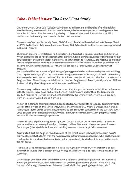Coke Ethical Issue 1 Pdf Soft Drink The Coca Cola Company