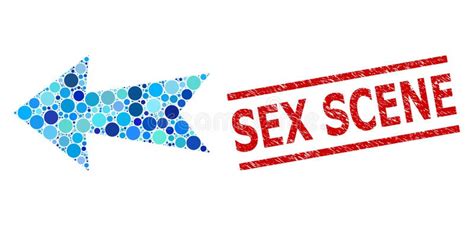 Distress Sex Scene Stamp Imitation And Arrow Left Composition Of Round Dots Stock Vector