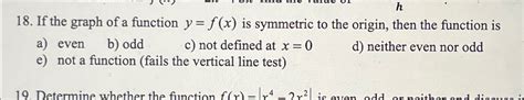 Solved If The Graph Of A Function Y F X Is Symmetric To Chegg