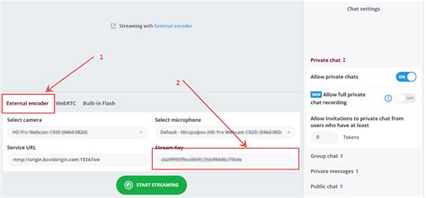 manual how to stream to bongacams with the external encoder