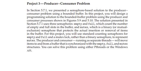 Solved Project 3— Producer Consumer Problem In Section