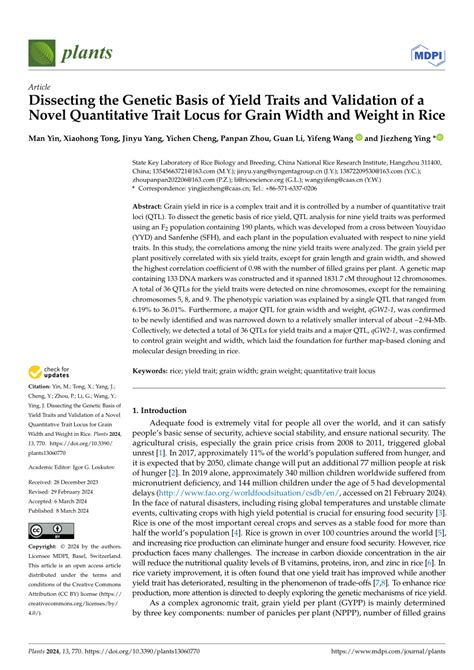 Pdf Dissecting The Genetic Basis Of Yield Traits And Validation Of A