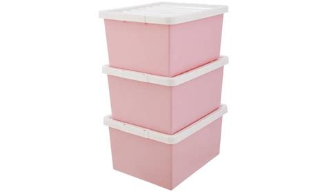 Buy Argos Home 3 X 27l Storage Boxes Pink Plastic Storage Boxes And Drawers Argos