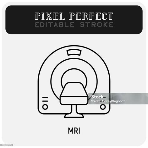Mri 스캐너 씬 라인 아이콘 종양학 탐지를 위한 의료 장비 픽셀 완벽 편집 가능한 스트로크 벡터 그림입니다 Cat 스캔에 대한 스톡 벡터 아트 및 기타 이미지 Istock