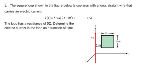 solved the square loop shown in the figure below is coplanar