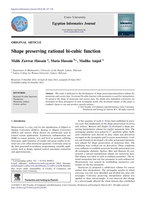 Shape Preserving Rational Bi Cubic Function Pdf Interpolation Function Mathematics