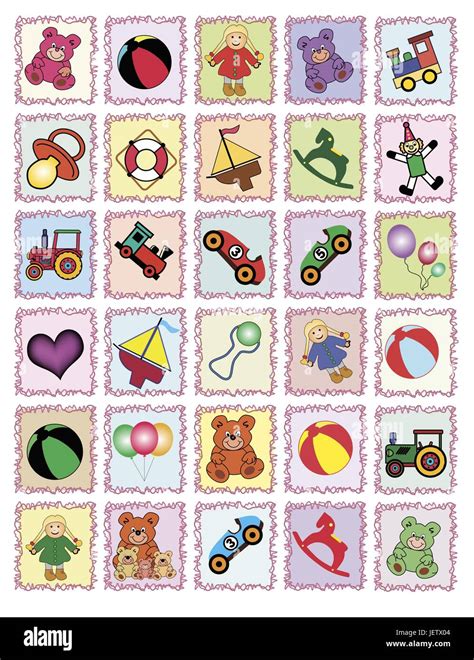 Buttons Blobs With Toys Isolated Illustrations Stock Vector Image