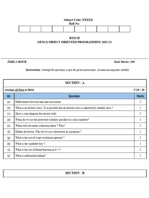 Object Oriented System Design Question Paper 21 22 Pdf C