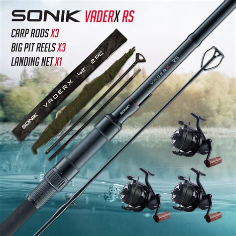Sonik VaderX 3 Rods, 3 Reels & Landing Net - Paragon Competitions