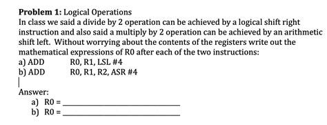 Solved Problem Logical Operations In Class We Said A Chegg Com