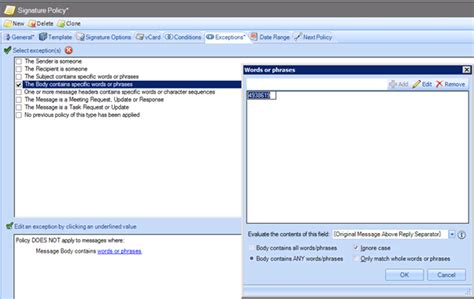 how to prevent multiple signatures being appended to email when using