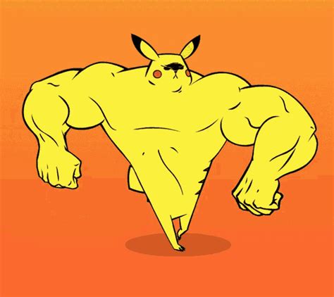 Buff Pikachu  Buff Pikachu Strong Discover And Share S Pokemon Funny Pokemon  Pikachu