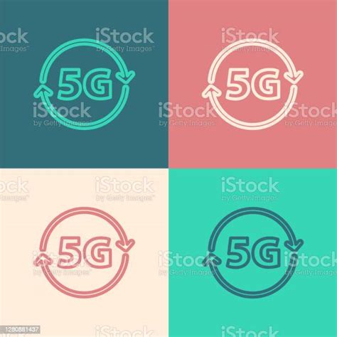 팝 아트 라인 5g 새로운 무선 인터넷 와이파이 연결 아이콘 색상 배경에 격리 글로벌 네트워크 고속 연결 데이터 속도 기술 벡터