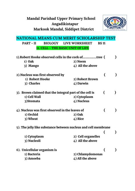 Cell The Basic Unit Of Life Worksheet Live Worksheets Worksheets Library