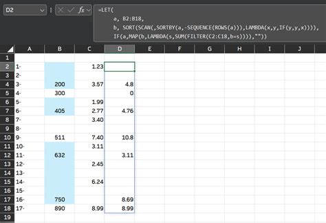 Excel Select Irregular Cell Ranges To Sum Values From Another Column