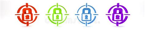 Colorful Lock Icon Isolated On White Background Padlock Sign Security Safety Protection