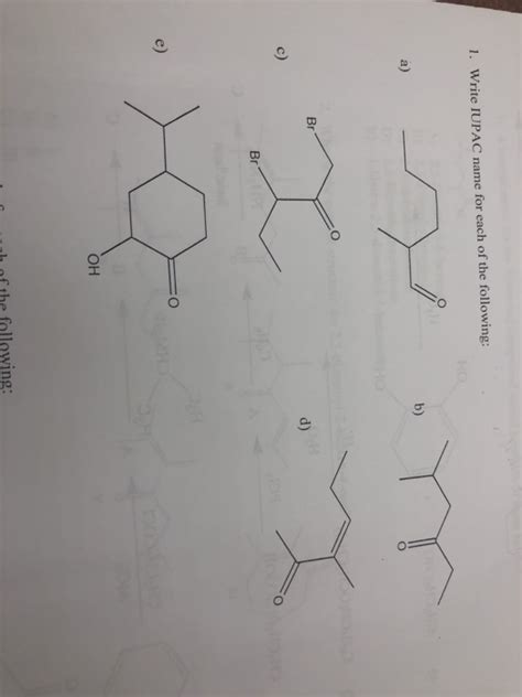 Solved Write IUPAC Name For Each Of The Following B A Chegg