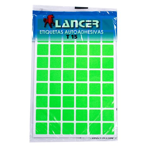 Etiquetas Adhesivas Fosforescente Verde T15 Lancer Fundita De 8 Láminas