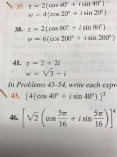 Solved Find Zw And Z W Leave Your Answer In Polar Form Chegg