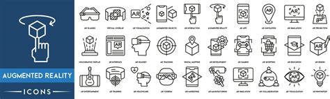 Augmented Reality Outline Icon Collection Ar Glasses Virtual Overlay Collaboration Ar