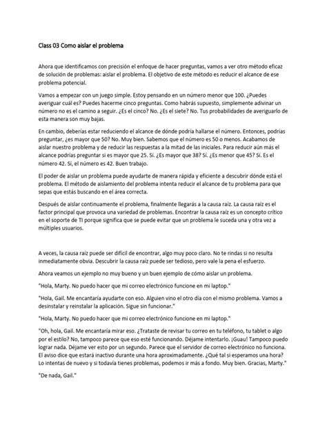 Class 03 Como Aislar El Problema Pdf