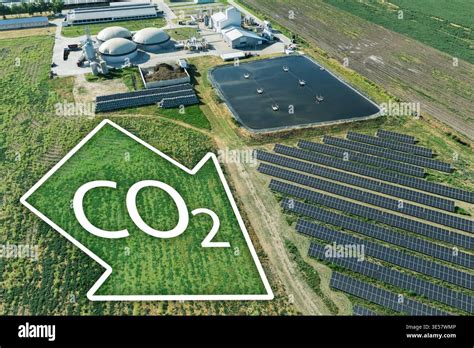 Biogas Plant With Co2 Emission Reduction Symbol Decarbonization And