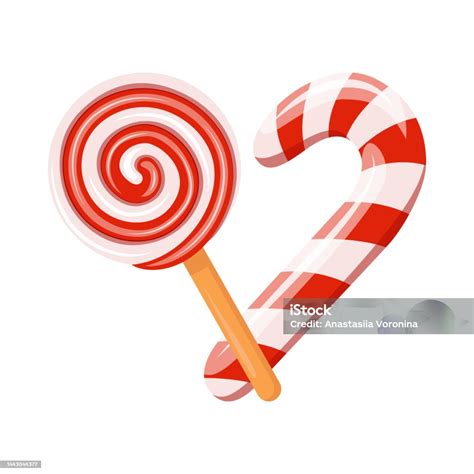 막대 사탕과 사탕 지팡이는 하트 모양으로 접혀 있습니다 3차원 형태에 대한 스톡 벡터 아트 및 기타 이미지 3차원 형태 가지 식물 부위 건널목 안전 당번 Istock