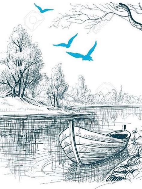 Рисунок реки карандашом 55 фото