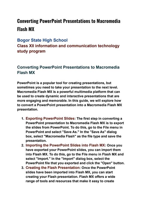 solution converting powerpoint presentations to macromedia flash mx