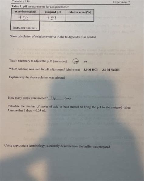 Solved Part 2 Preparation Of A Buffer Calculations For
