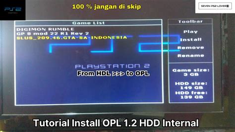 tutorial install opl 1 2 hdd internal ps2 indonesia youtube